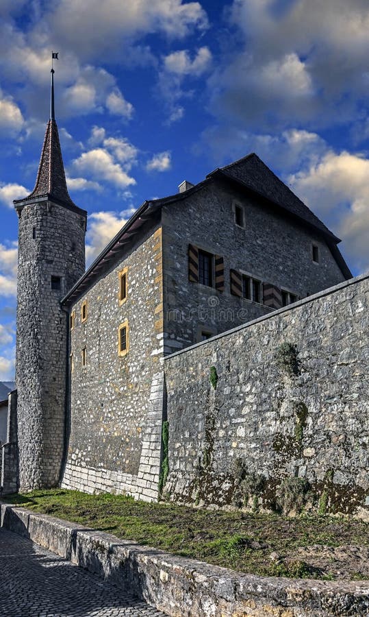 Castle in Boudry 1 stock image. Image of style, view - 213803583
