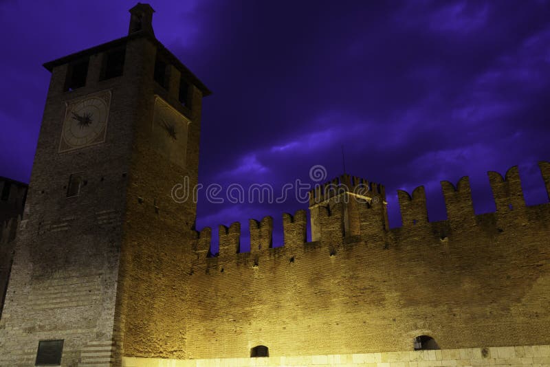 Castle and Bridge of Castelvecchio at Verona, Italy Stock Image - Image ...