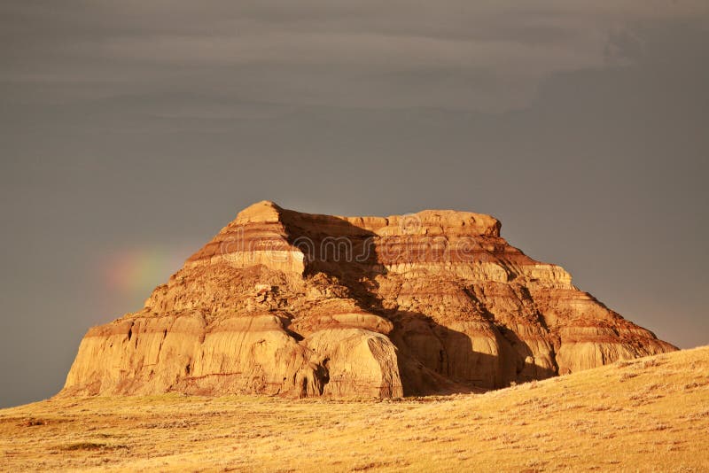 Castle Butte in Big Muddy Valley Stock Image - Image of green, valley ...