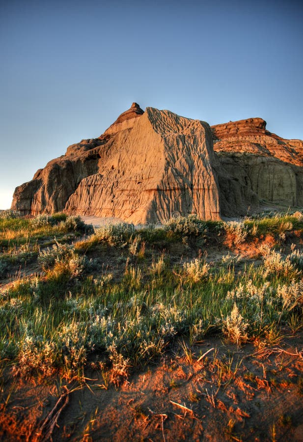 Castle Butte in Big Muddy Valley Stock Image - Image of green, valley ...