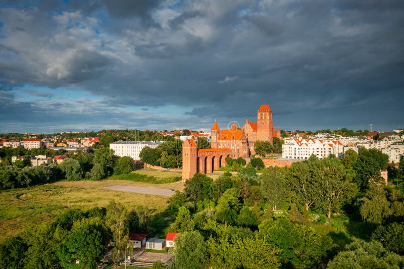 The Castle and Cathedral in Kwidzyn Illuminated by the Setting Sun ...