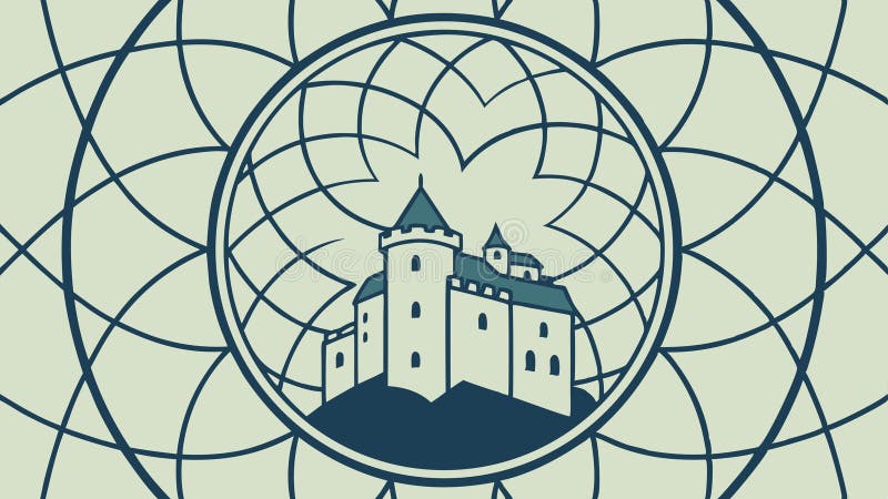 Castle in a Circular Frame, Architectural Beauty, Vector Design ...