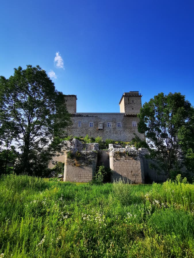 A Castle with a Clock Tower Stock Photo - Image of field, clock: 193481038
