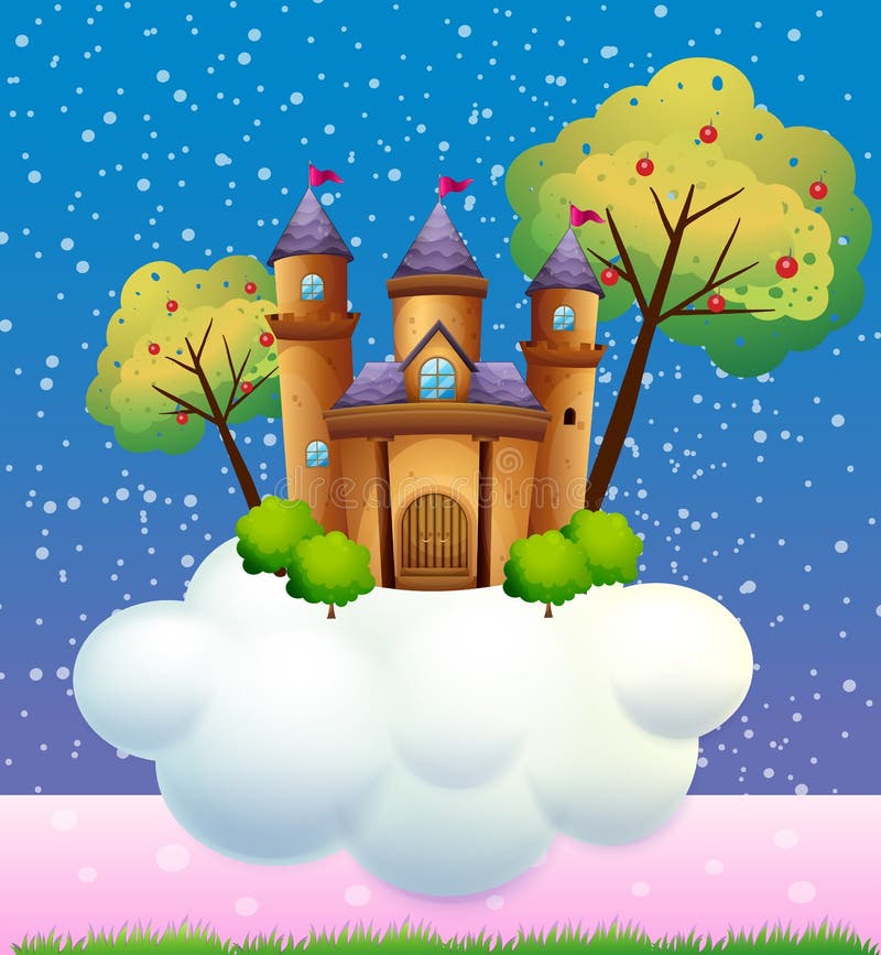 A castle on a cloud stock vector. Illustration of leaves - 32521475