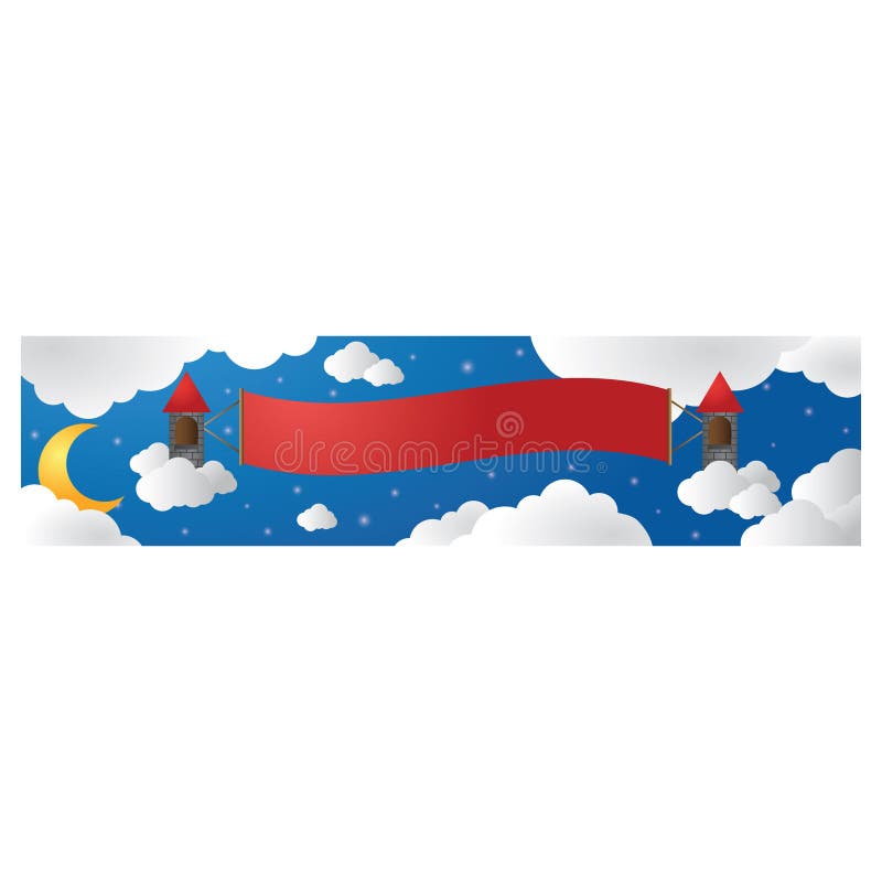 Castle in Clouds with Banner. Vector Illustration Decorative Design ...
