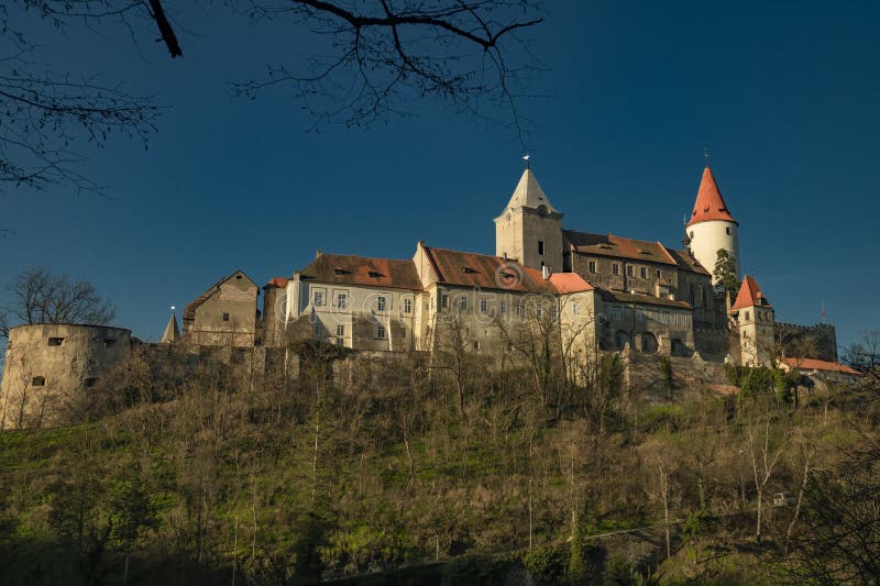 Castle in Color Sunny Evening in Village Krivoklat 03 18 2023 Editorial ...