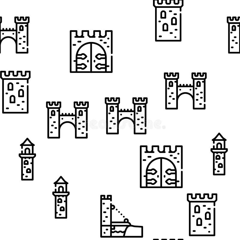Castle Construction Vector Seamless Pattern Stock Vector - Illustration ...