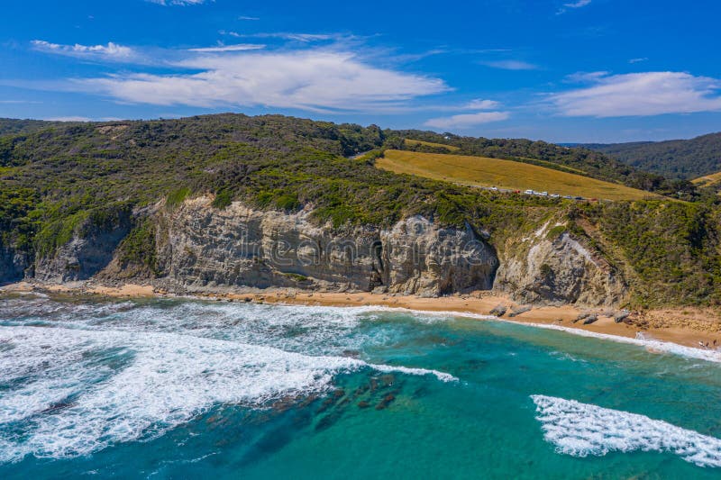 Castle Cove Lookout, Glenaire Beach Stock Image - Image of view, rocks ...