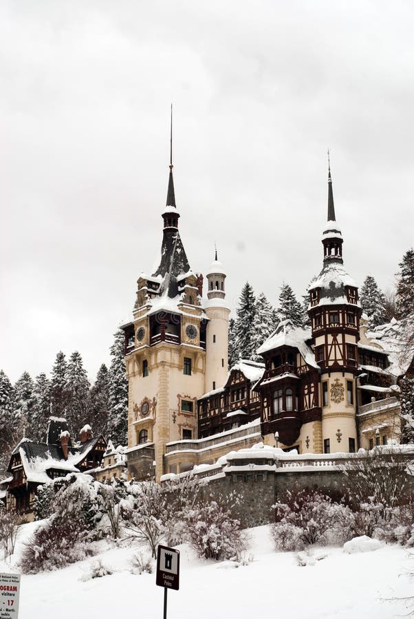 Castle covered in snow stock photo. Image of forest, buildings - 23215612