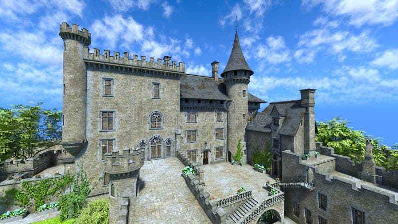 Castle stock image. Image of weather, country, rendering - 92000929