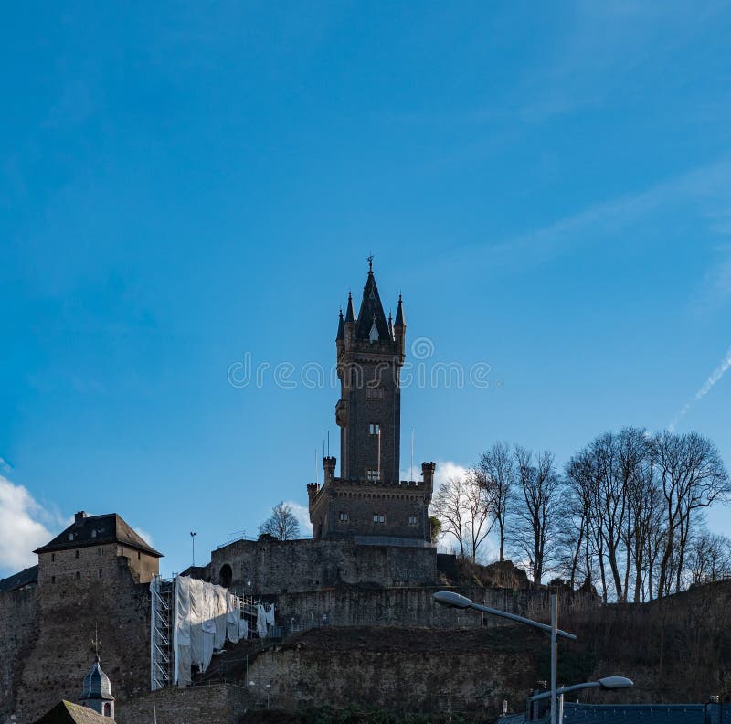 Castle in Dillenburg with a Blue Sky Stock Image - Image of rock, tower ...