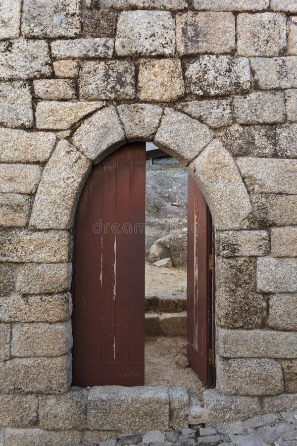 Castle door wide open stock photo. Image of structure - 209941330