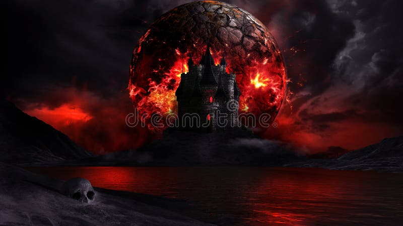 Castle and dying moon stock illustration. Illustration of fantasy ...