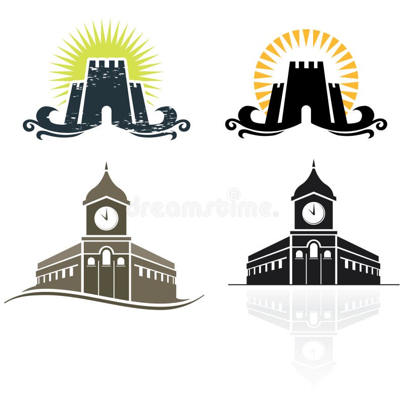 Castle, Fortress Vector Logo Set Stock Vector - Illustration of kingdom ...