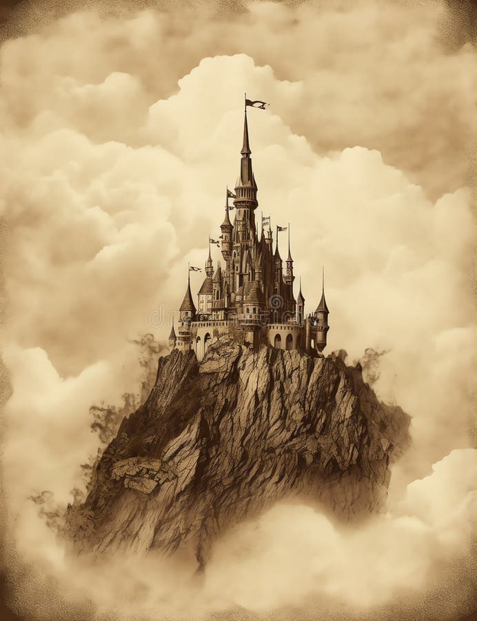 Castle Fantasy Old Paper, Junk Journal Digital Paper Stock Illustration ...