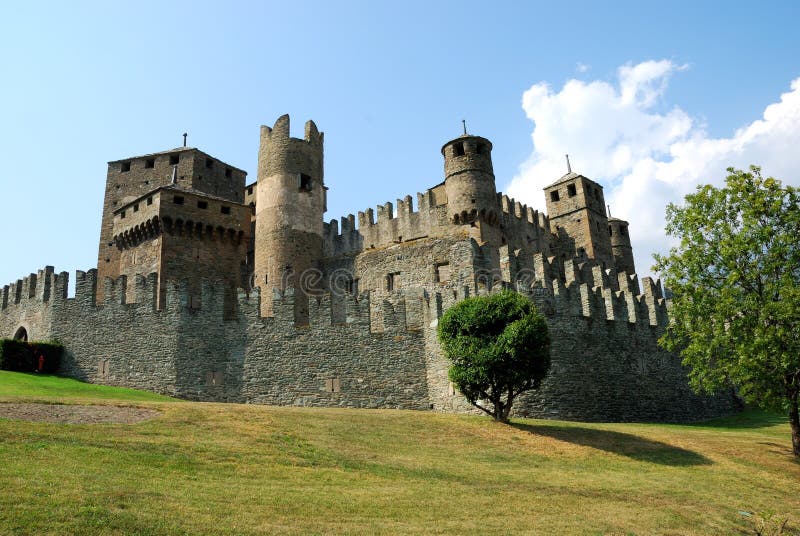 Fenis Castle - Aosta - Italy Stock Photo - Image of fortified ...
