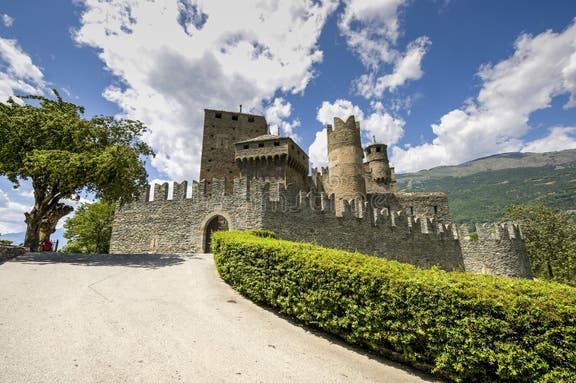 Castle of Fenis stock image. Image of europe, bush, sunny - 24476965
