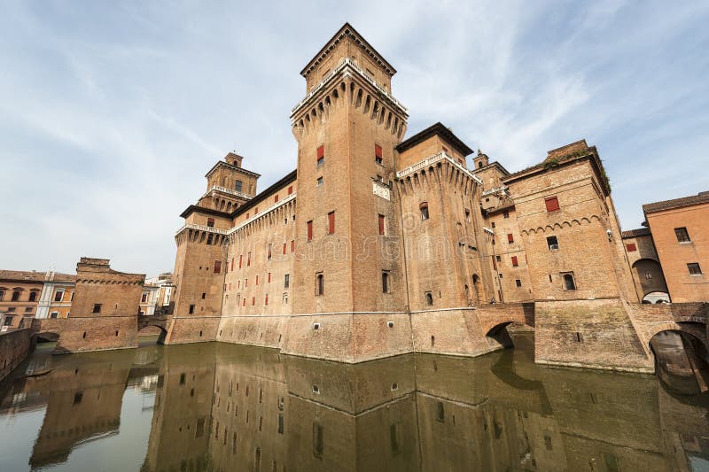 Castle of Ferrara (Italy) stock image. Image of tower - 70608317