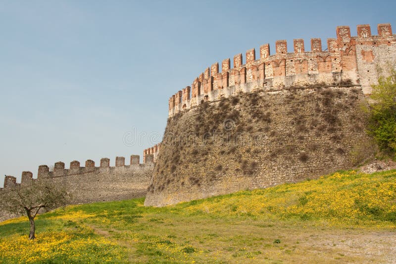 Castle with flowers stock image. Image of italy, fort - 16038925