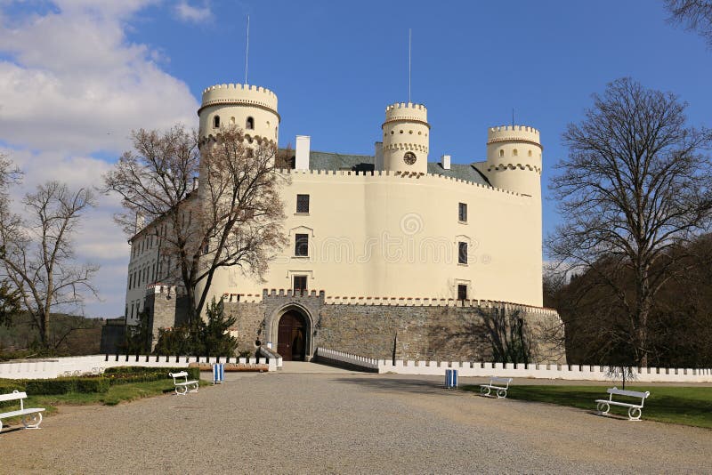 Castle Fortress with Three Rounded Towers Stock Photo - Image of ...