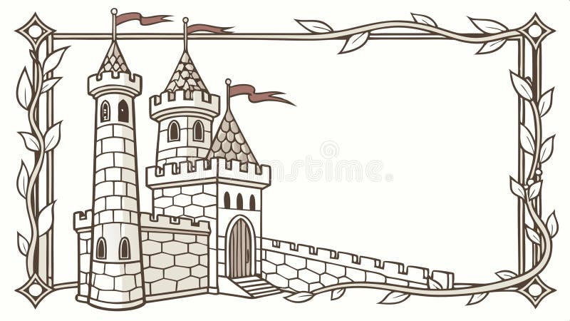 Castle Frame Illustration, Fairytale Design, Fantasy Border, Medieval ...