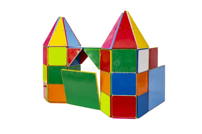 Castle Front with Gate and High Towers Made from Plastic Magnetic Tiles ...