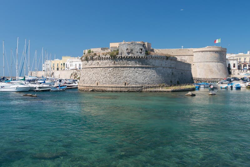 Gallipoli, Apulia - View Across The Turquoise Water Towards The Stock ...