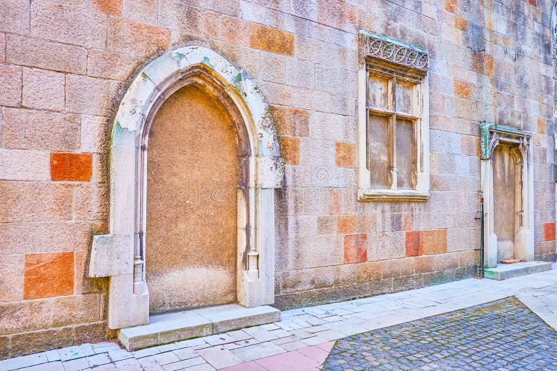 Castle Garden Bazaar with Medieval Door Frame and Windows, Budapest ...