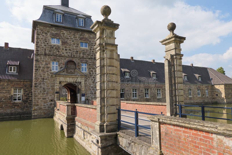 Castle in the German Muensterland Stock Photo - Image of bridge ...