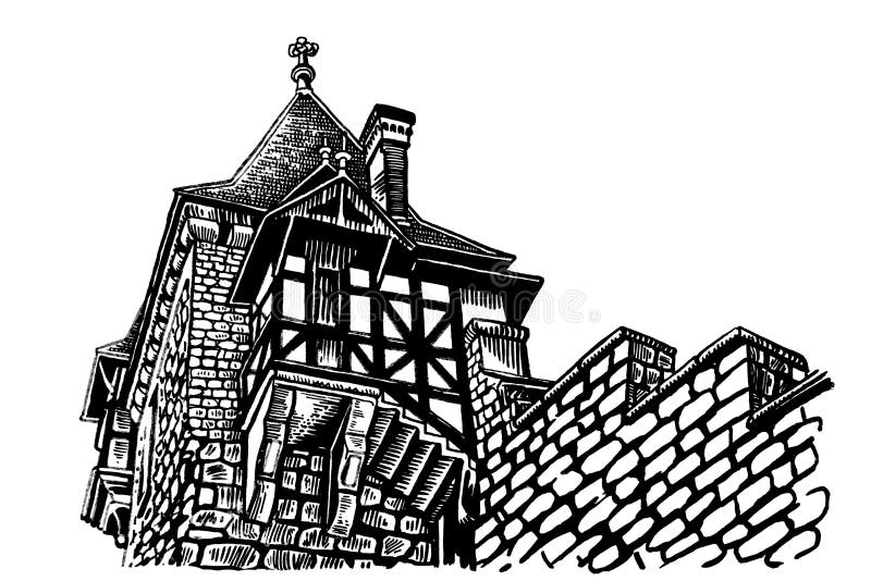 Castle of Germany, Graphical Hand-drawn Wernigerode Castle Isolated on ...