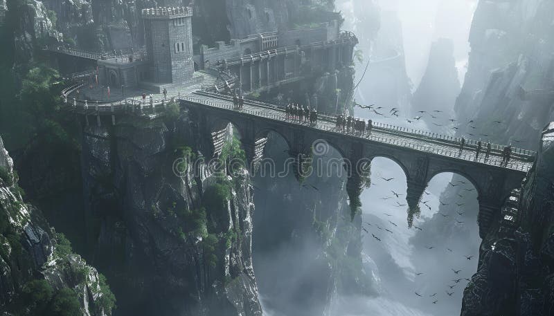 Castle for Giants, Bridge Over a Deep Gorge, Regular Sized People on ...