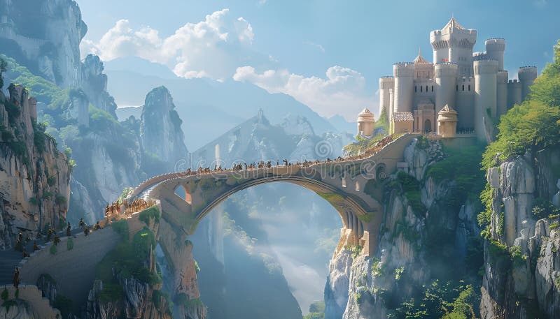 Castle for Giants, Bridge Over a Deep Gorge, Regular Sized People on ...
