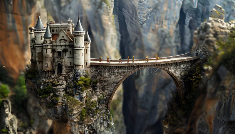 Castle for Giants, Bridge Over a Deep Gorge, Regular Sized People on ...