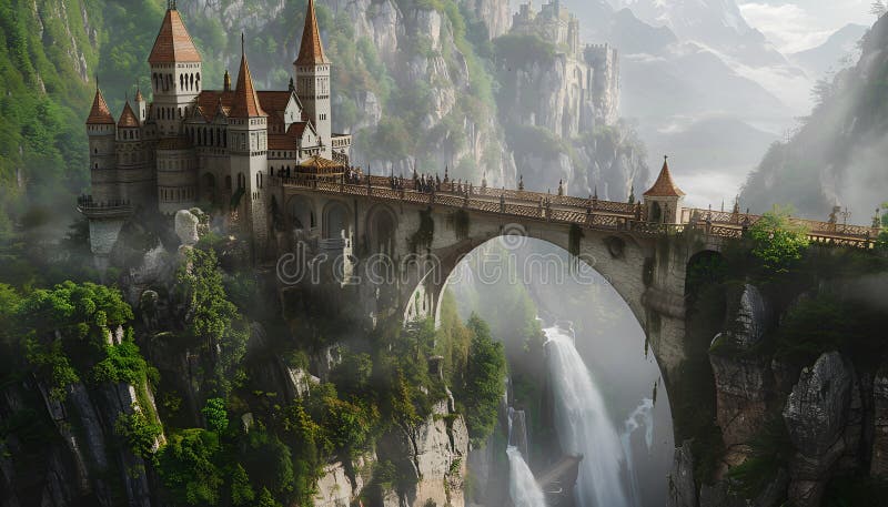 Castle for Giants, Bridge Over a Deep Gorge, Regular Sized People on ...