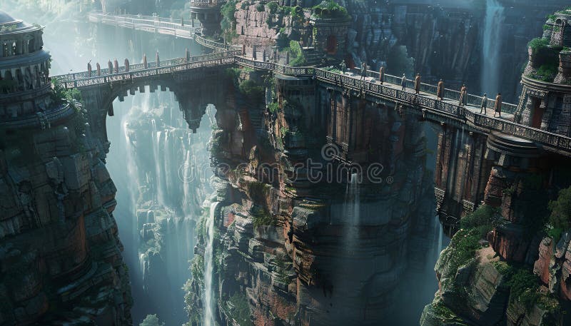 Castle for Giants, Bridge Over a Deep Gorge, Regular Sized People on ...