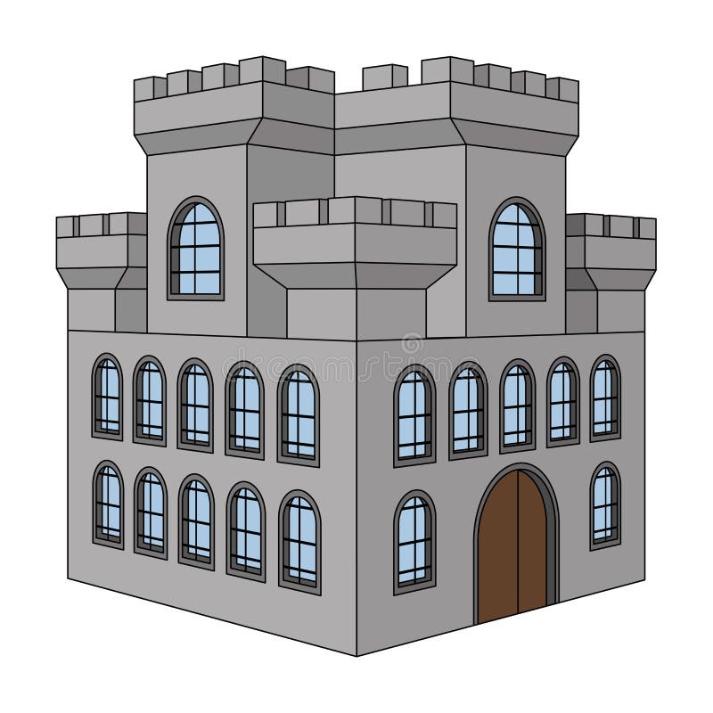 Castle. Gray Old Building with Multiple Windows Stock Vector ...