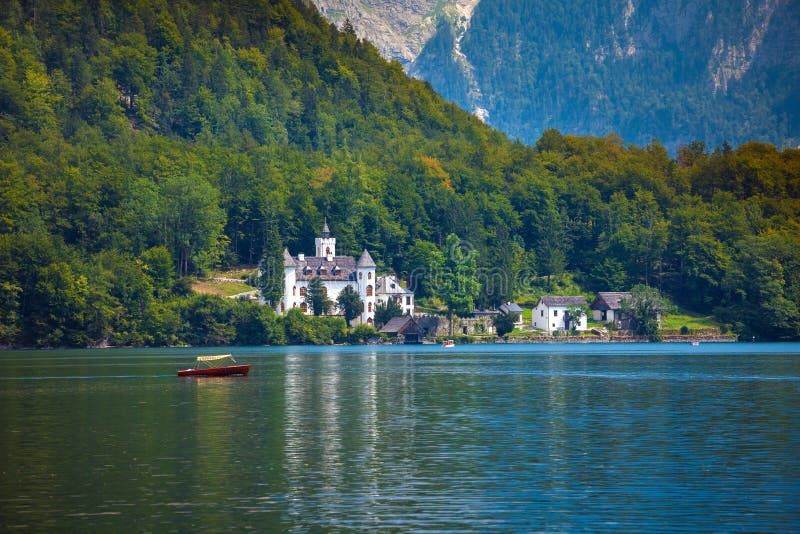 Castle on Hallstatt Lake Shore Stock Photo - Image of beauty, beautiful ...