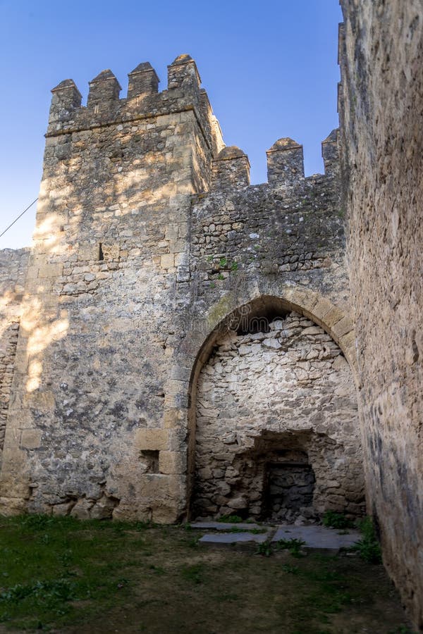 Aerial View of Aguzaderas Castle in Andalucia Spain with Square and ...