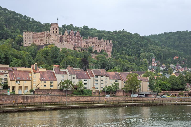 The Castle of Heidelberg and the Neckar Stock Photo - Image of hill ...