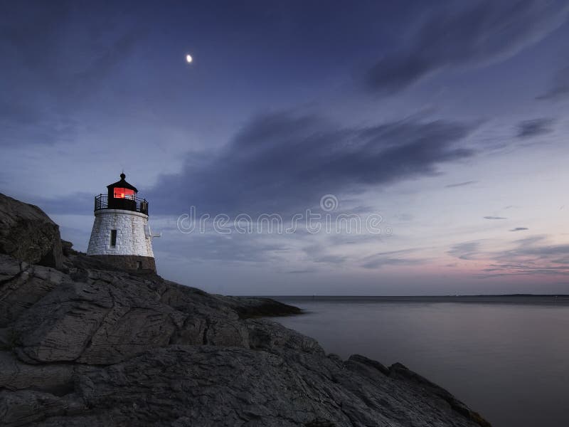 Castle Hill Lighthouse [Rhode Island] Stock Photo - Image of serene ...