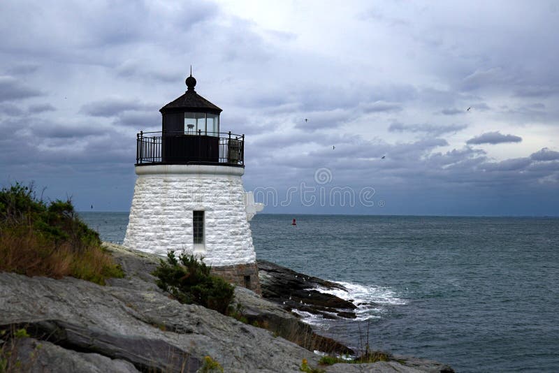 Castle Hill Lighthouse Under a Cloudy Sky Stock Photo - Image of ...