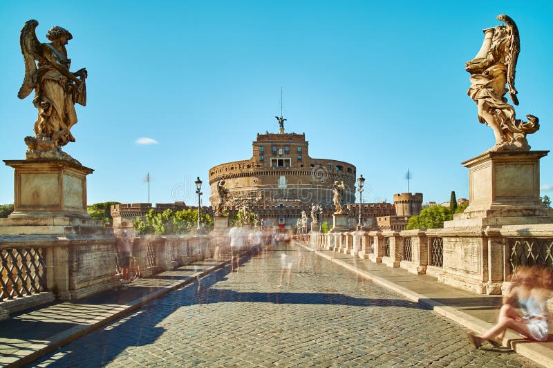 Bridge of Angels, Tiber River, Rome Stock Image - Image of roman, water ...