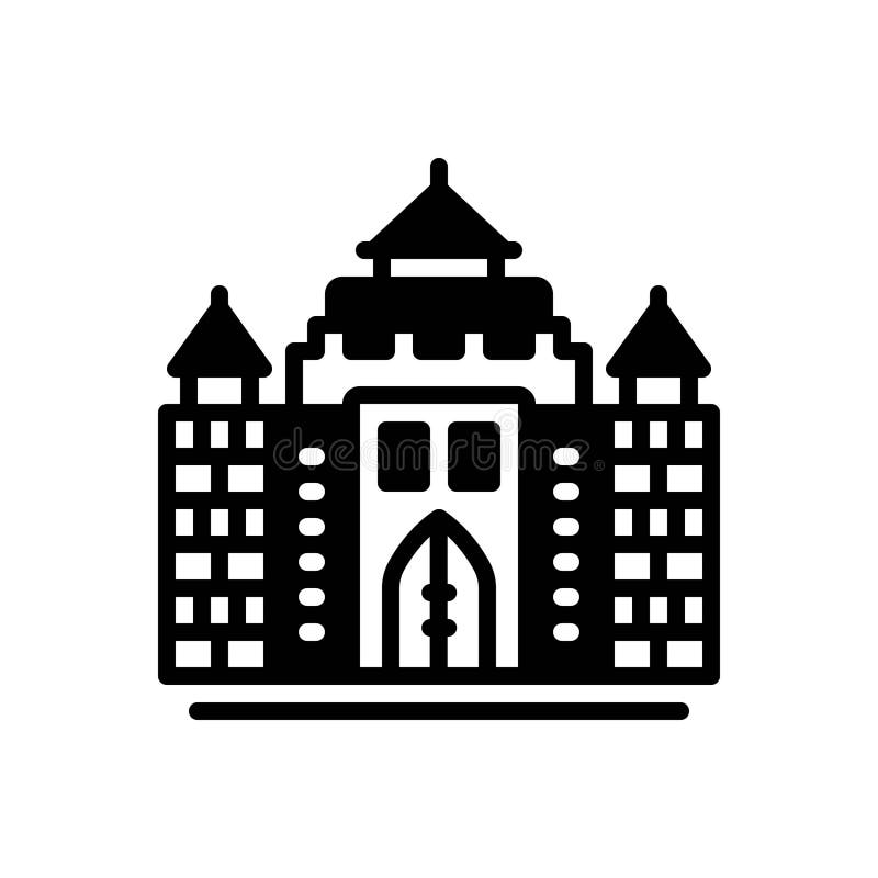 Black Solid Icon for Castle, Chateau and Fort Stock Illustration ...