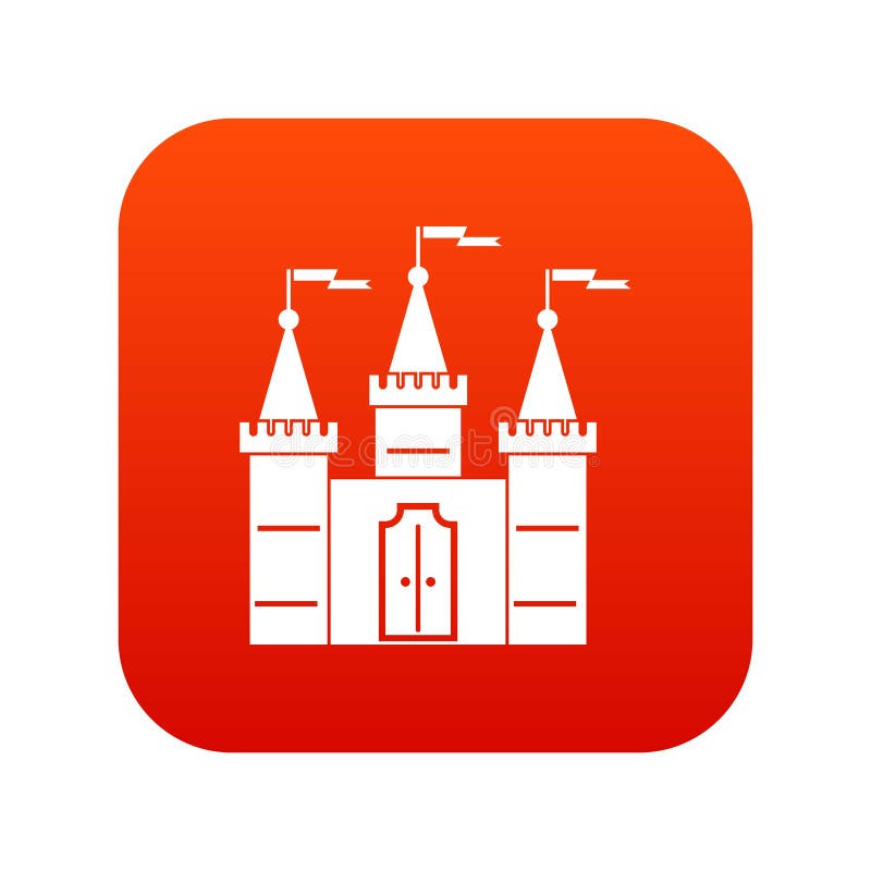 Castle icon digital red stock vector. Illustration of kingdom - 110509105