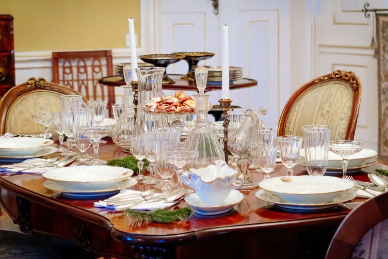 Castle Interior. the Table is Set for Dinner Editorial Stock Image ...