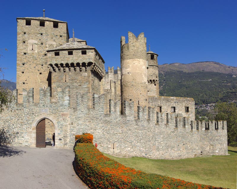Castle Ruins in Italy, Aosta Stock Photo - Image of castle, evening ...