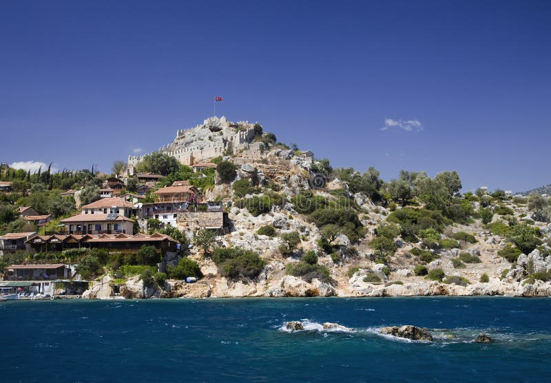 The Village of Kalekoy, Kekova View from Drone in the Antalya Province ...
