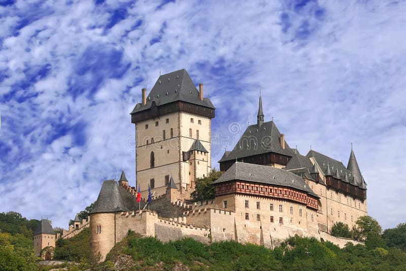 Karlstein Castle stock image. Image of green, walls, roof - 18856165