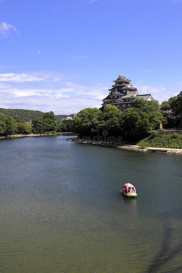 Castle Keep of Okayama Castle and Asahi River Stock Photo - Image of ...