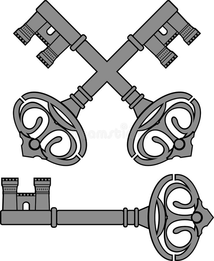 Medieval keys and castle stock vector. Illustration of house - 19196932